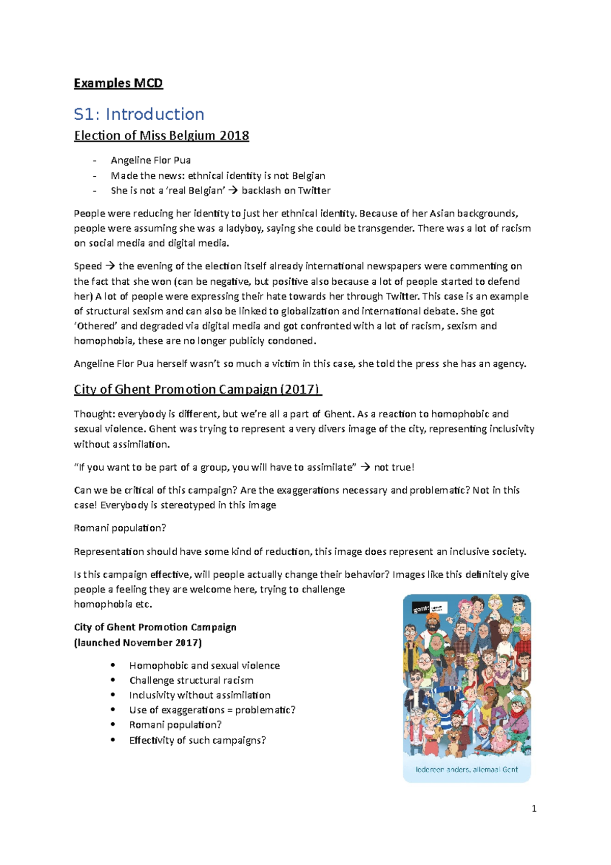 Examples-MCD - Voorbeelden te kennen voor examen - Examples MCD S1 ...