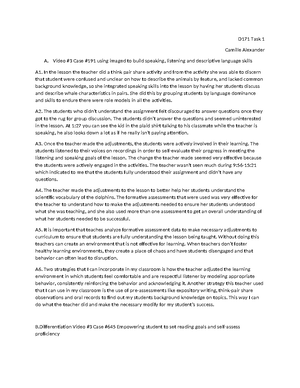 C645 task 4 - task 4 paper - C645 task 4 Safety A. 7 th grade science A1. Attached Below B. 1 ...