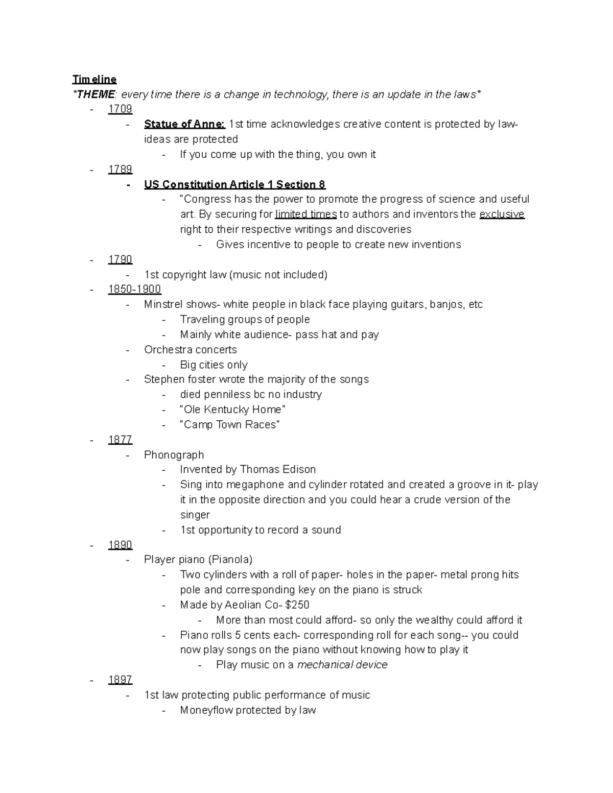 Day 1 Notes - Timeline * THEME : every time there is a change in ...