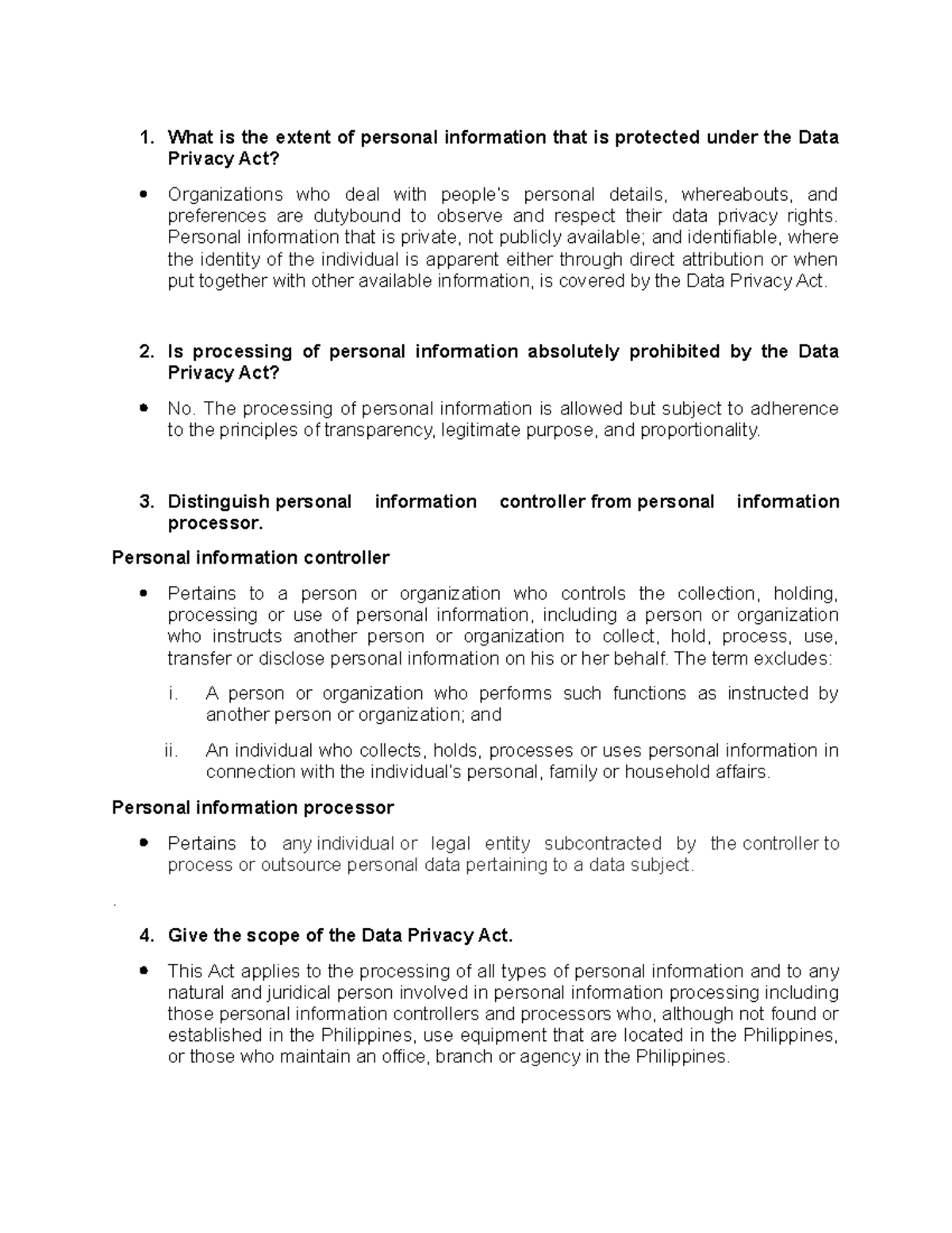 What is the extent of personal information that is protected under the ...