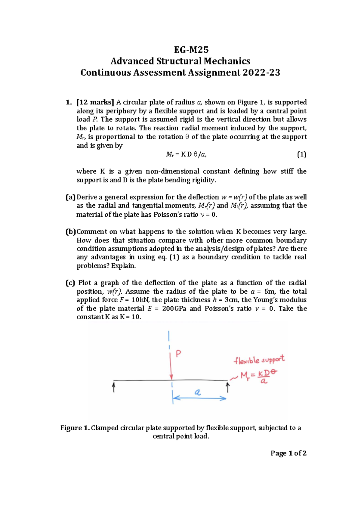 EG-M25 Assignment 2022-23 - EG-M Advanced Structural Mechanics ...