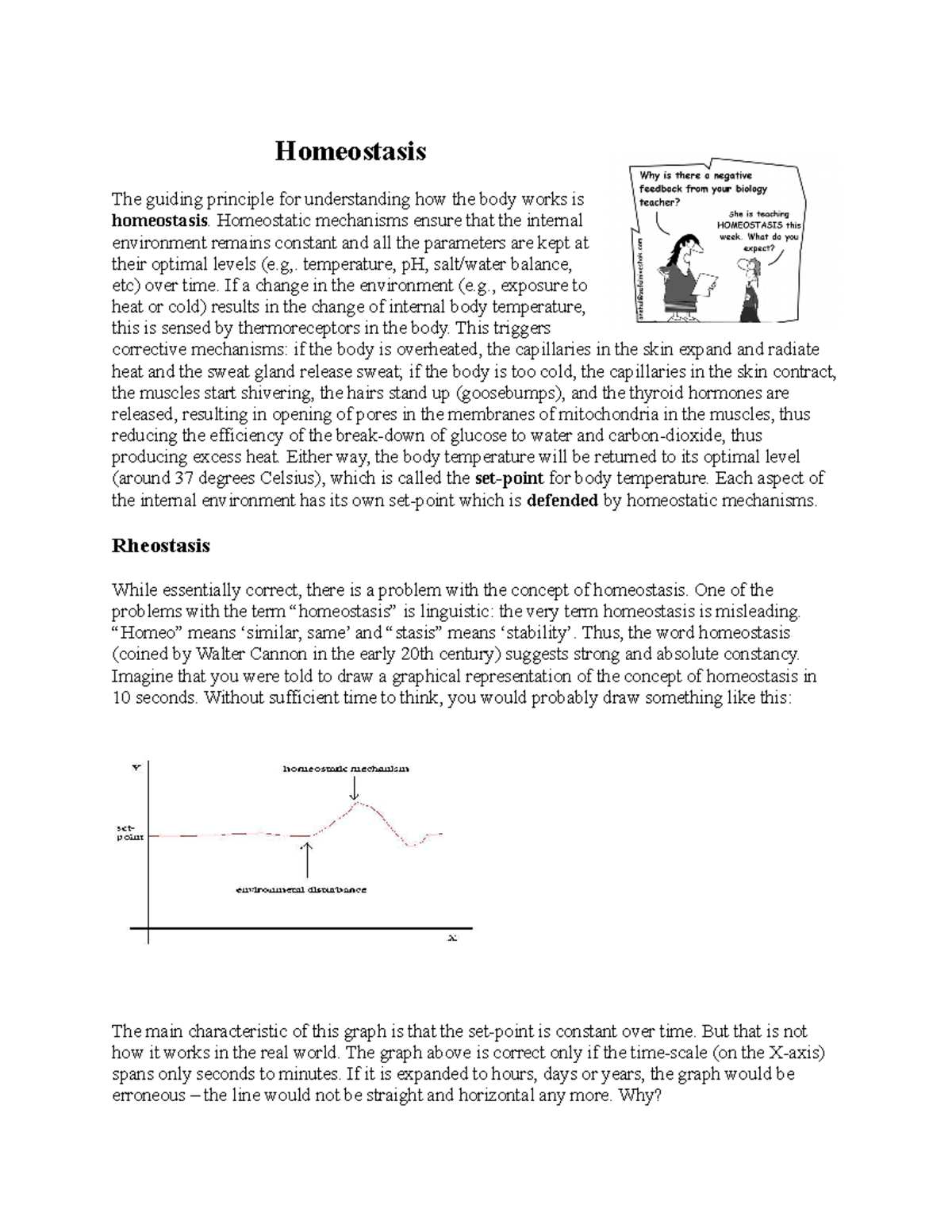 Homeostasis+and+feedback+loops - Homeostasis The guiding principle for ...