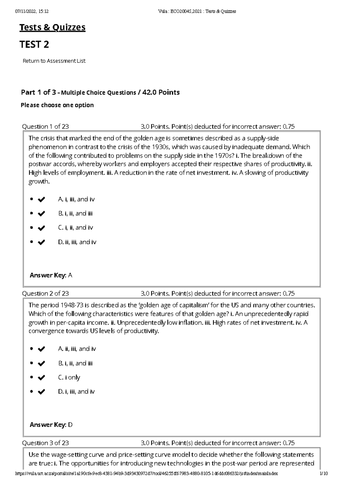 Test2 2004 - ECO2004S test 2 2021 on Vula with memo under each question ...