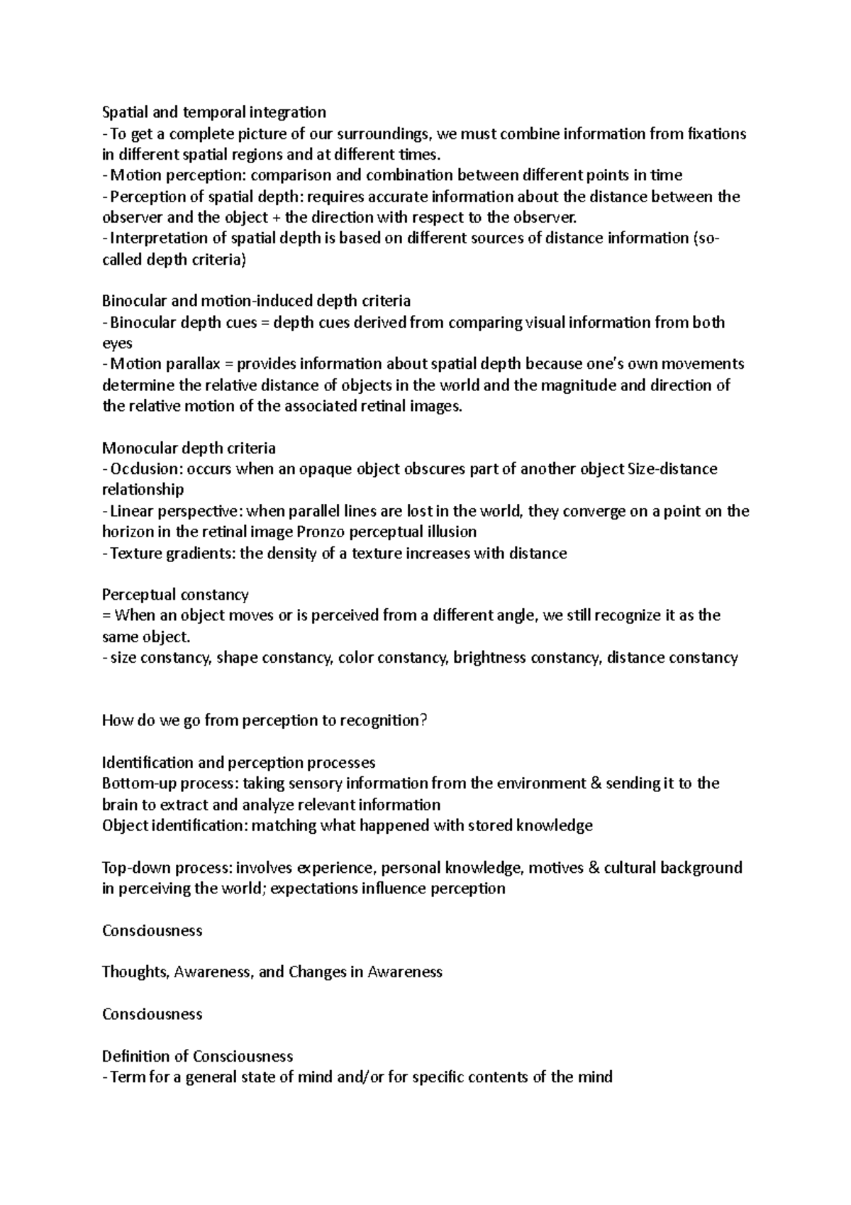 Spatial and temporal integration - Motion perception: comparison and ...