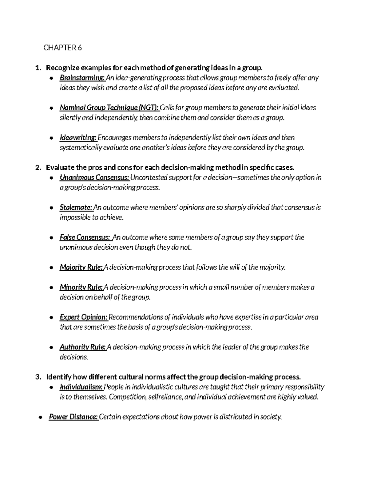 Human Communication CH.6 Study Guide - CHAPTER 6 Recognize examples for ...
