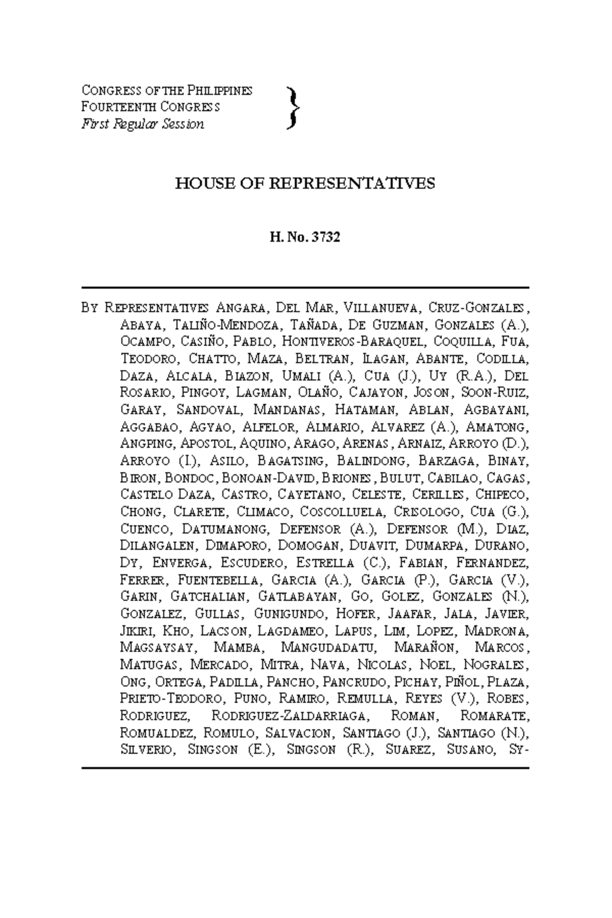 HB3732 - n/a - CONGRESS OF THE PHILIPPINES FOURTEENTH CONGRESS First ...