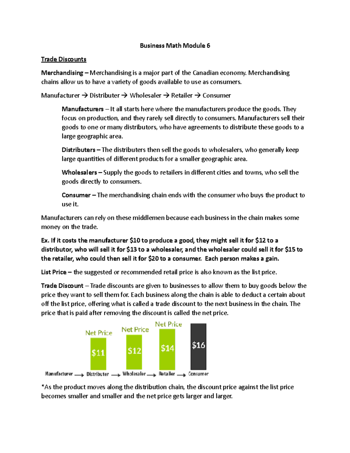 Business Math Module 6 - Merchandising chains allow us to have a ...