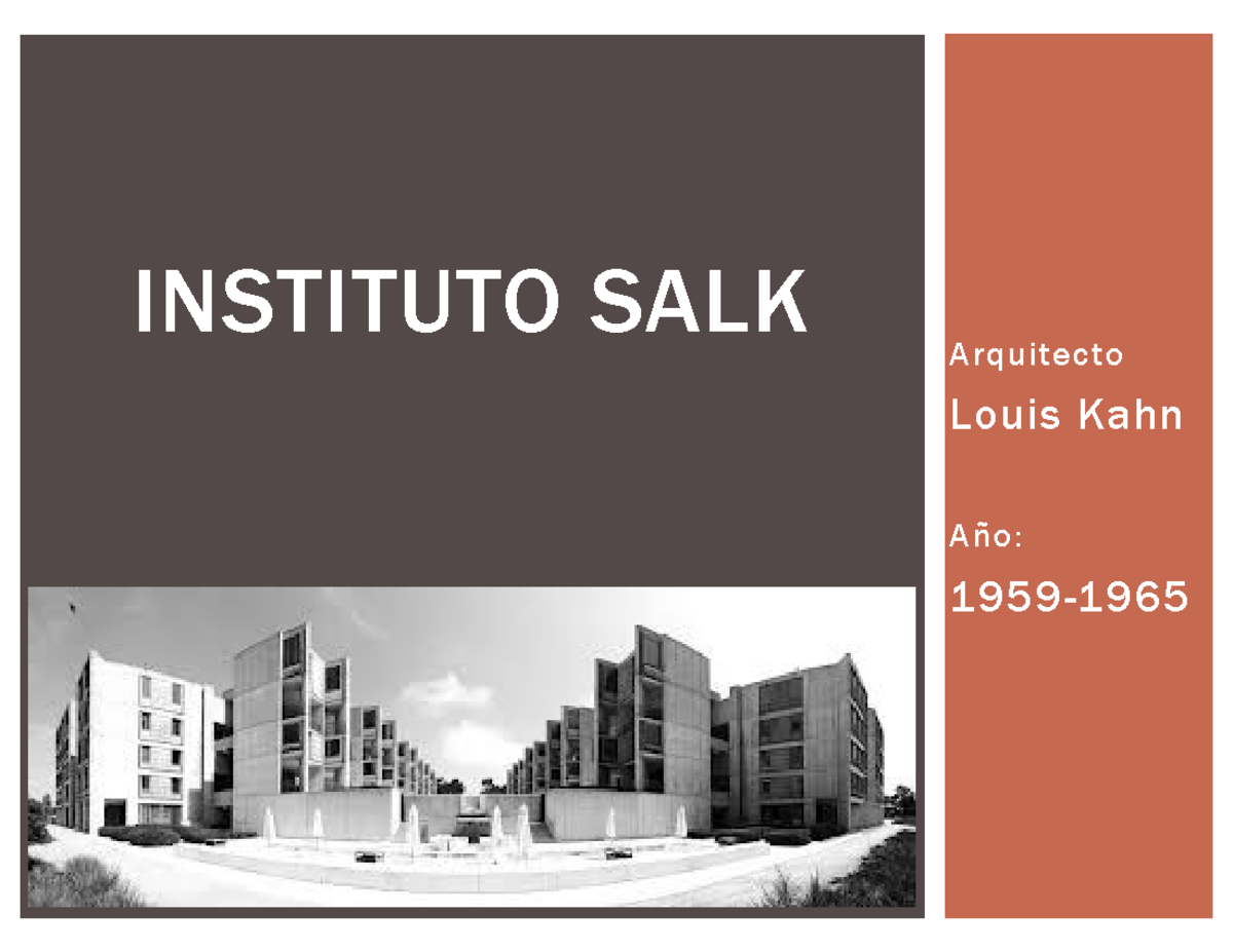 Instituto SALK - TRABAJO DE ANALISIS DE REFERENTES - Arquitecto Louis ...