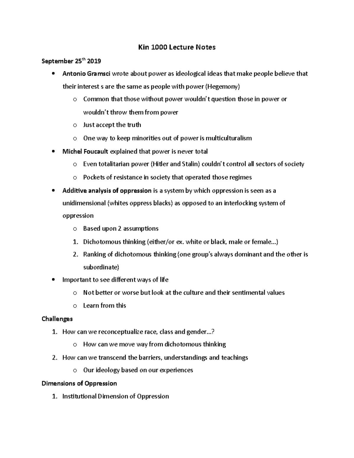 Kin 1000 Lecture Notes year - Kin 1000 Lecture Notes September 25th ...