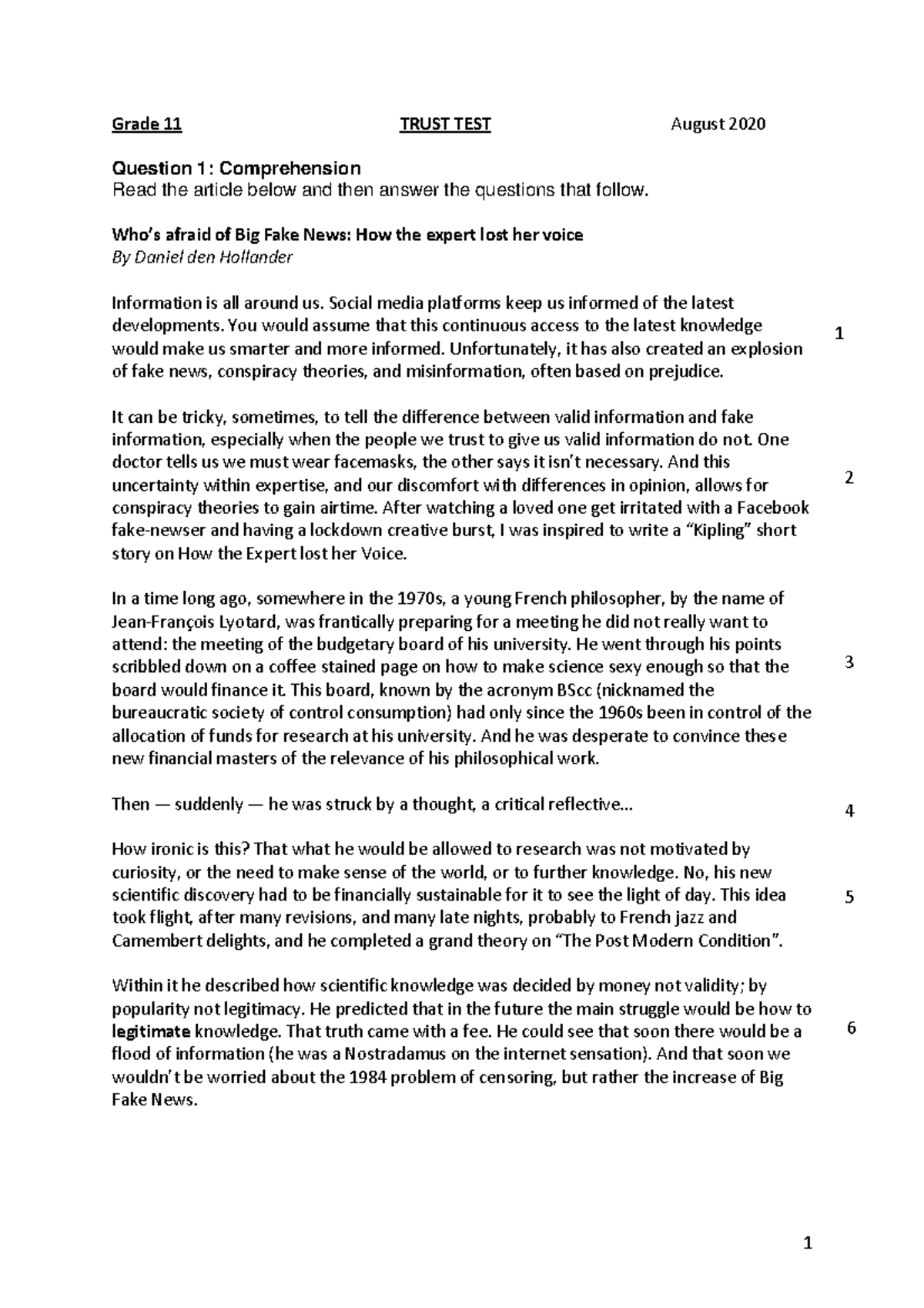 Grade 11 Trust TEST August 2020 - Grade 11 TRUST TEST August 2020 ...