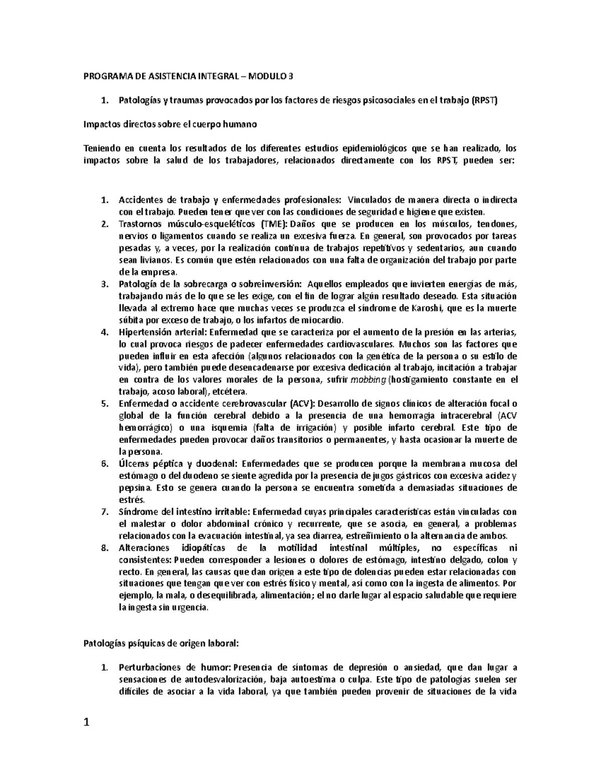 Programa DE Asistencia Integral - PROGRAMA DE ASISTENCIA INTEGRAL – MODULO 3 Patologías y ...