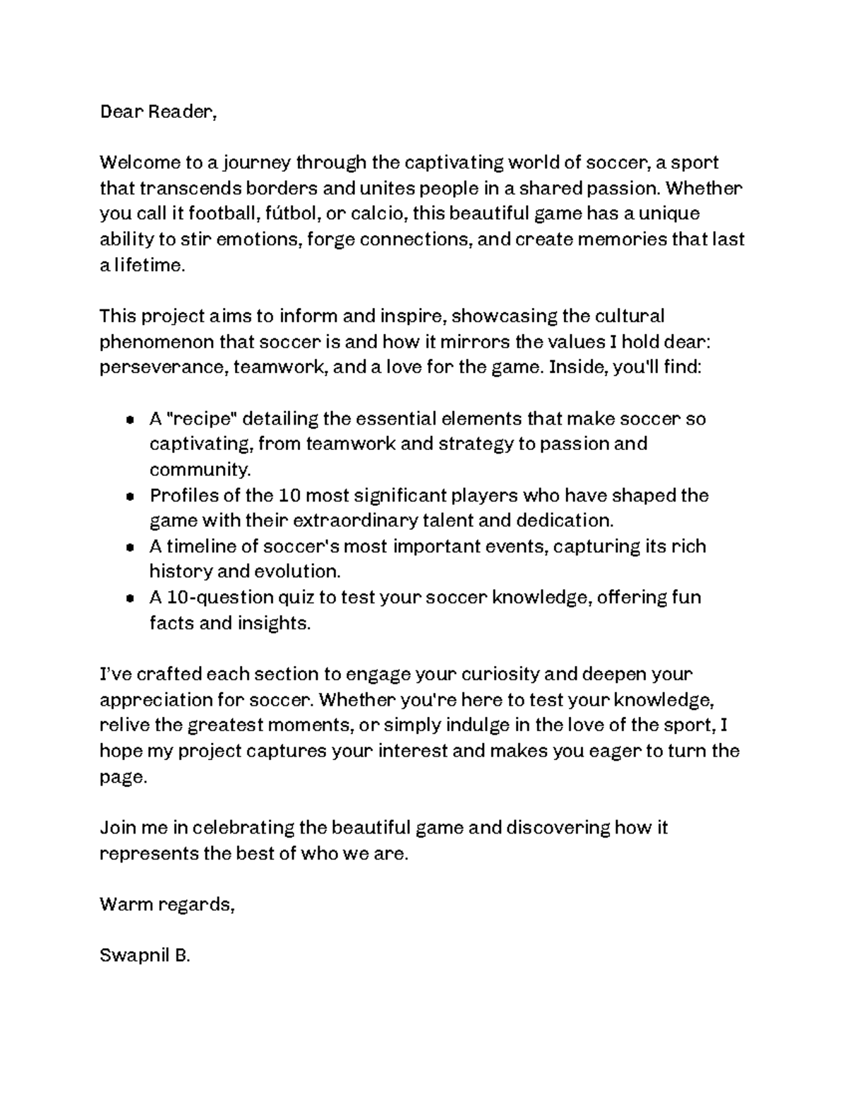 Dear Reader Letter - Google Docs - Dear Reader, Welcome to a journey ...