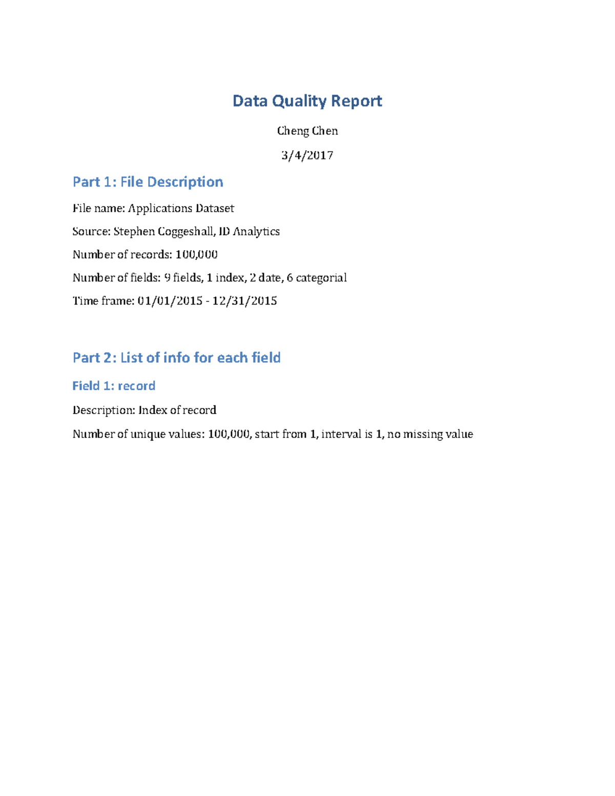 Data Quality Report - NAAAAAAAAAAAAAAAAAAAAAAAAAAAAAAAAAAAAA - Data Quality Report Cheng Chen 3 ...