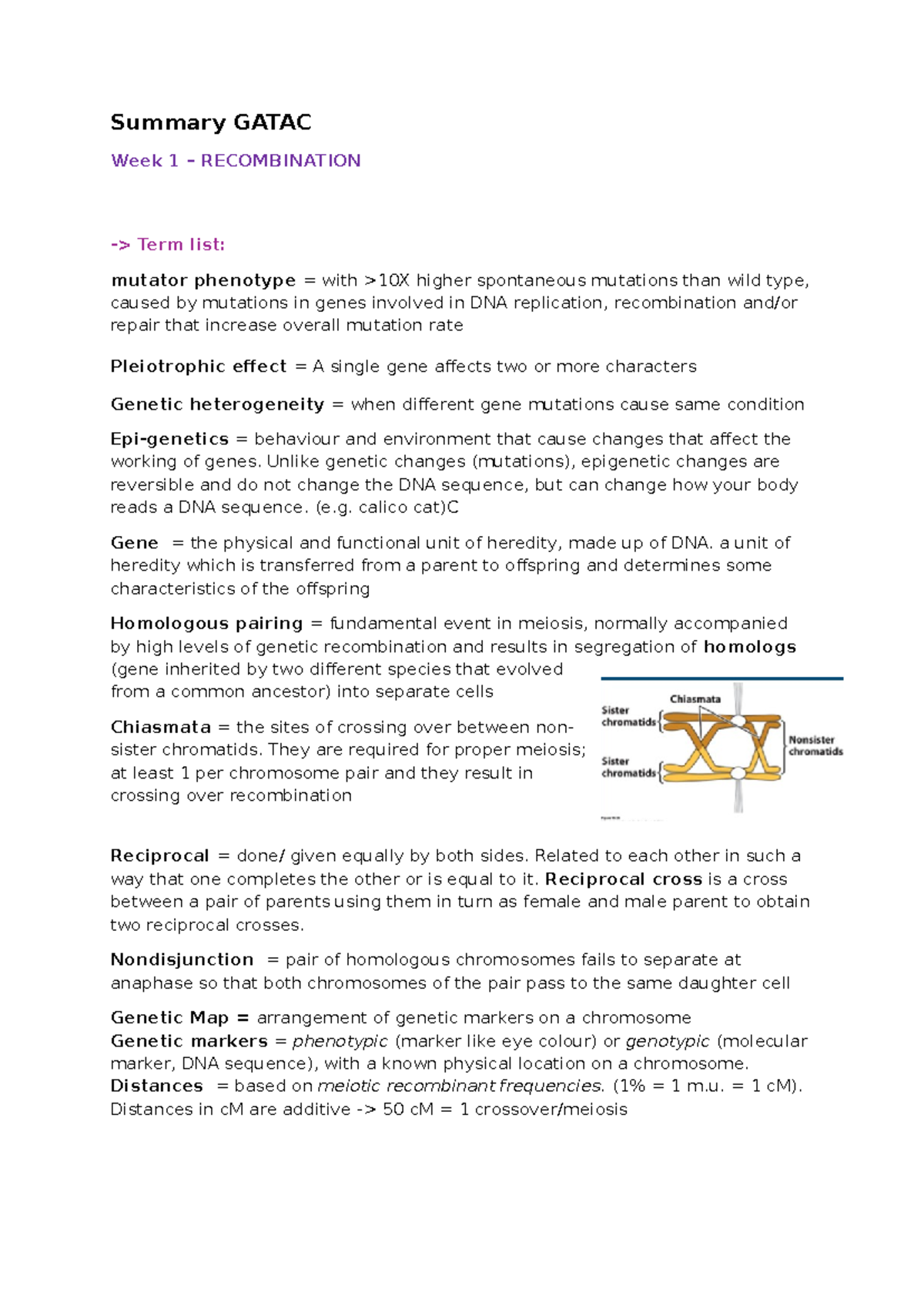 Summary Gatac - Samenvatting Genetic Analysis Trends and Concepts ...