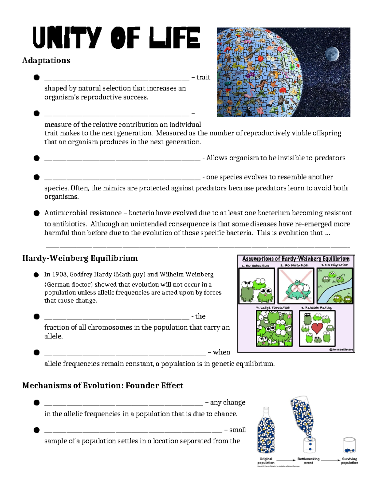 Copy of Notes - Unity of Life - Unity Of Life Adaptations - Studocu