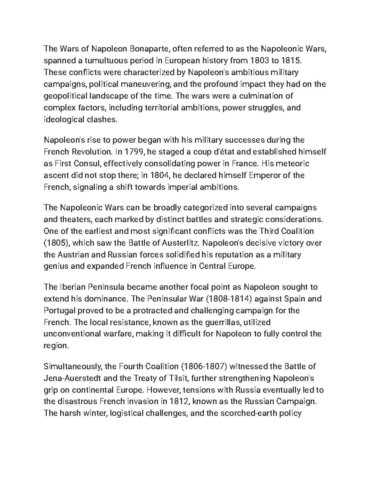 Summary of the napoleonic wars in english - The Wars of Napoleon ...