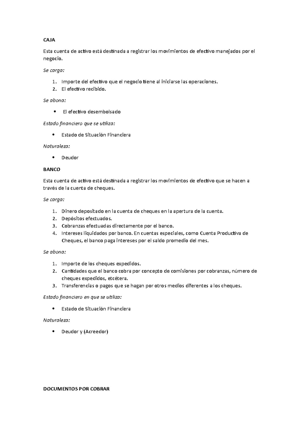 Cuentas manual contable - CAJA Esta cuenta de activo está destinada a ...