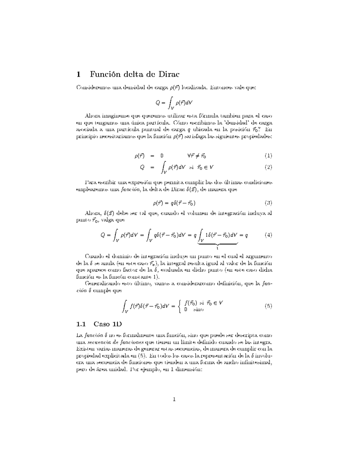 Dirac Helmholtz - Resumen Mecanica clasica - 1 Función delta de Dirac Consideremos una densidad ...