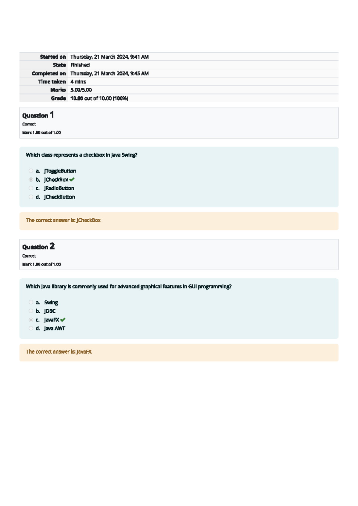 Self-Quiz Unit 8 Attempt review - CS 1103 - Studocu
