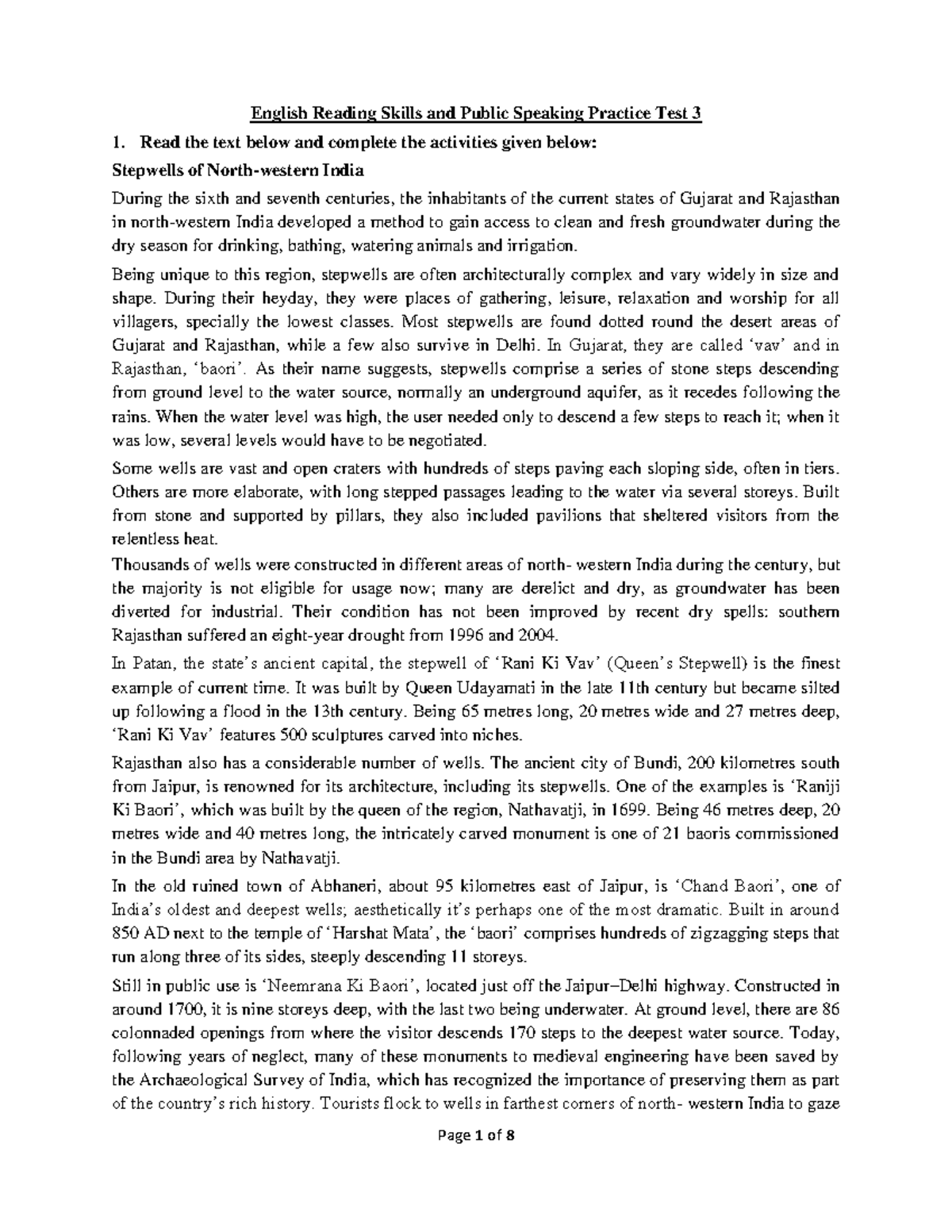 Eng. Reading Practice Test 3 - English Reading Skills and Public ...