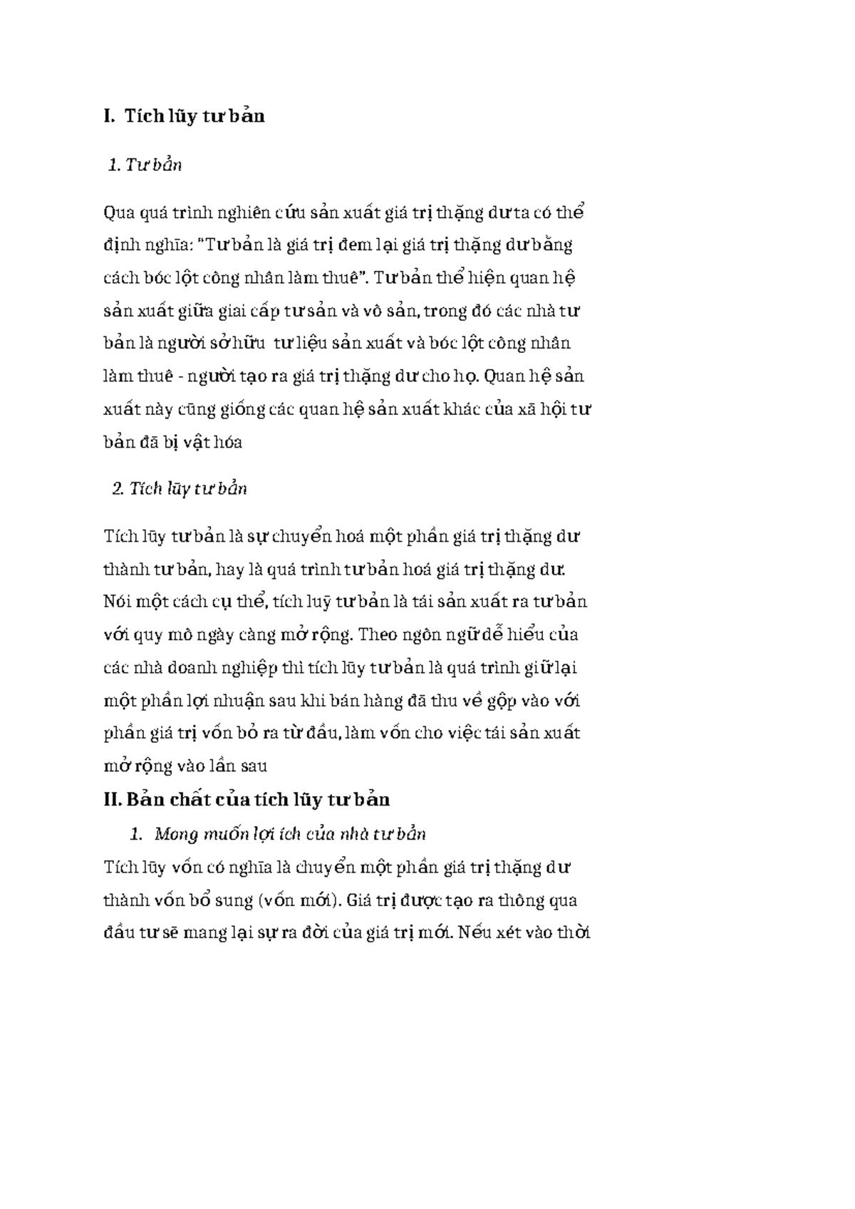 Tích lũy tư bản - I. Tích lũy t ư b ản T ư b nả Qua quá trình nghiên c ứu s n xu ả ất giá tr th ...