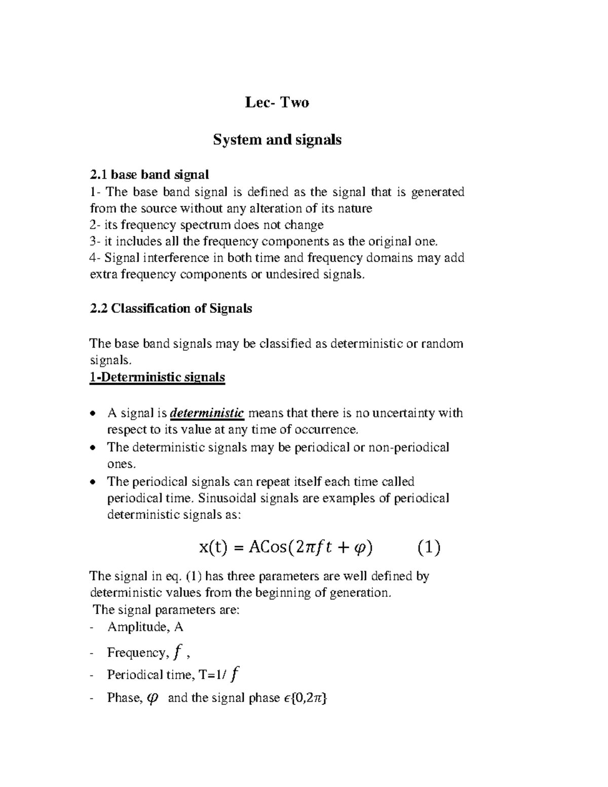 L-2 System and Signals - Lec- Two System and signals 2 base band signal ...
