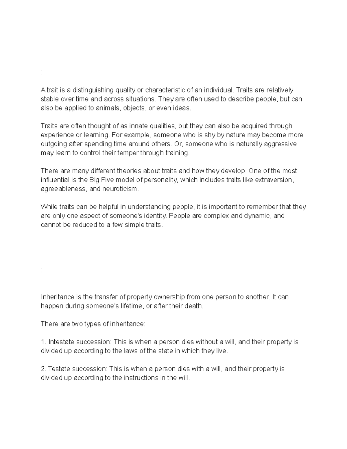 Genome 361 course outline - : A trait is a distinguishing quality or ...