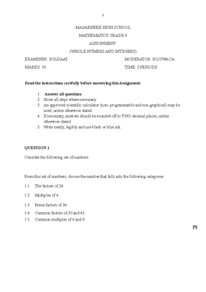 Maths Literacy Grade 11 TERM 3 Case Study 2023 and Memo - GRADE 11 ...