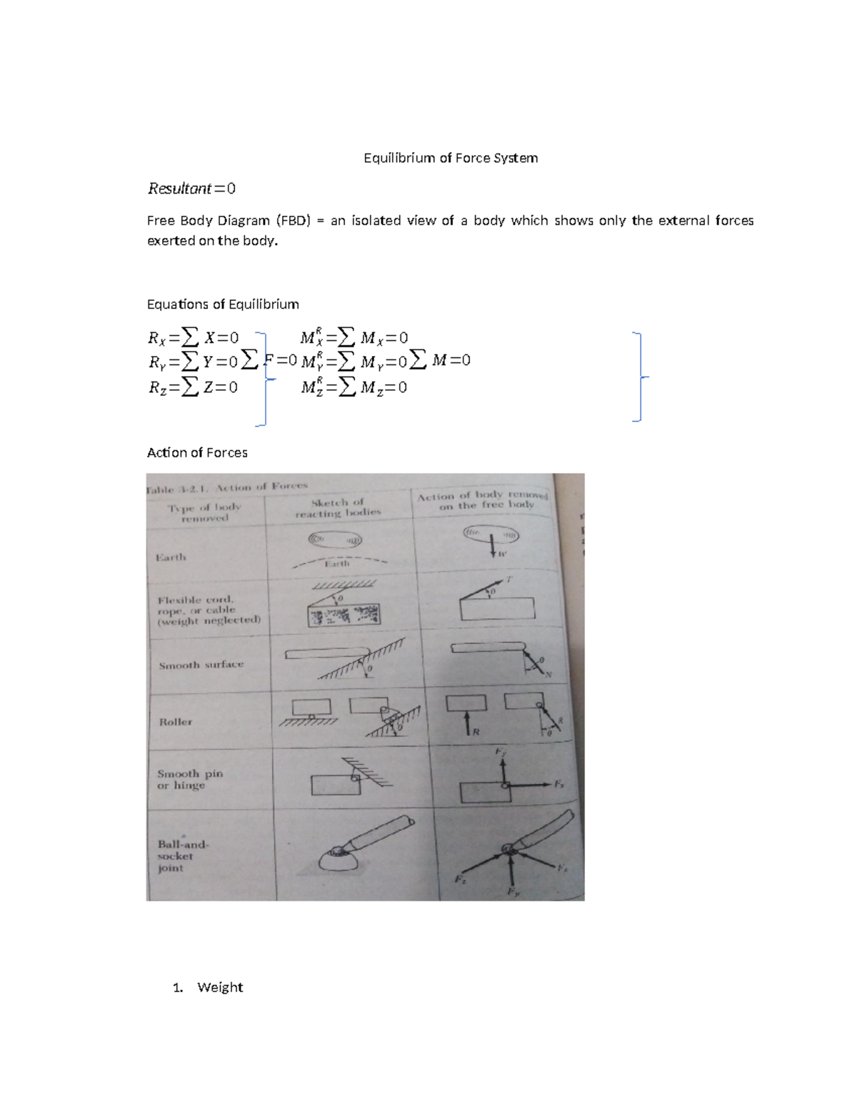 Lesson 6 Equilibrium of Force System - Equilibrium of Force System ...
