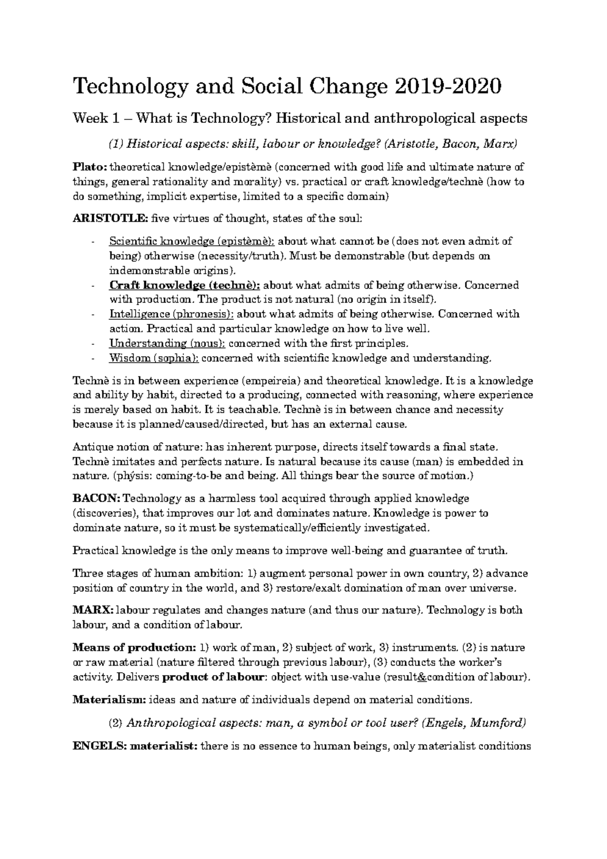 Summary - Technology and Social Change 2019- 2020 Week 1 – What is ...