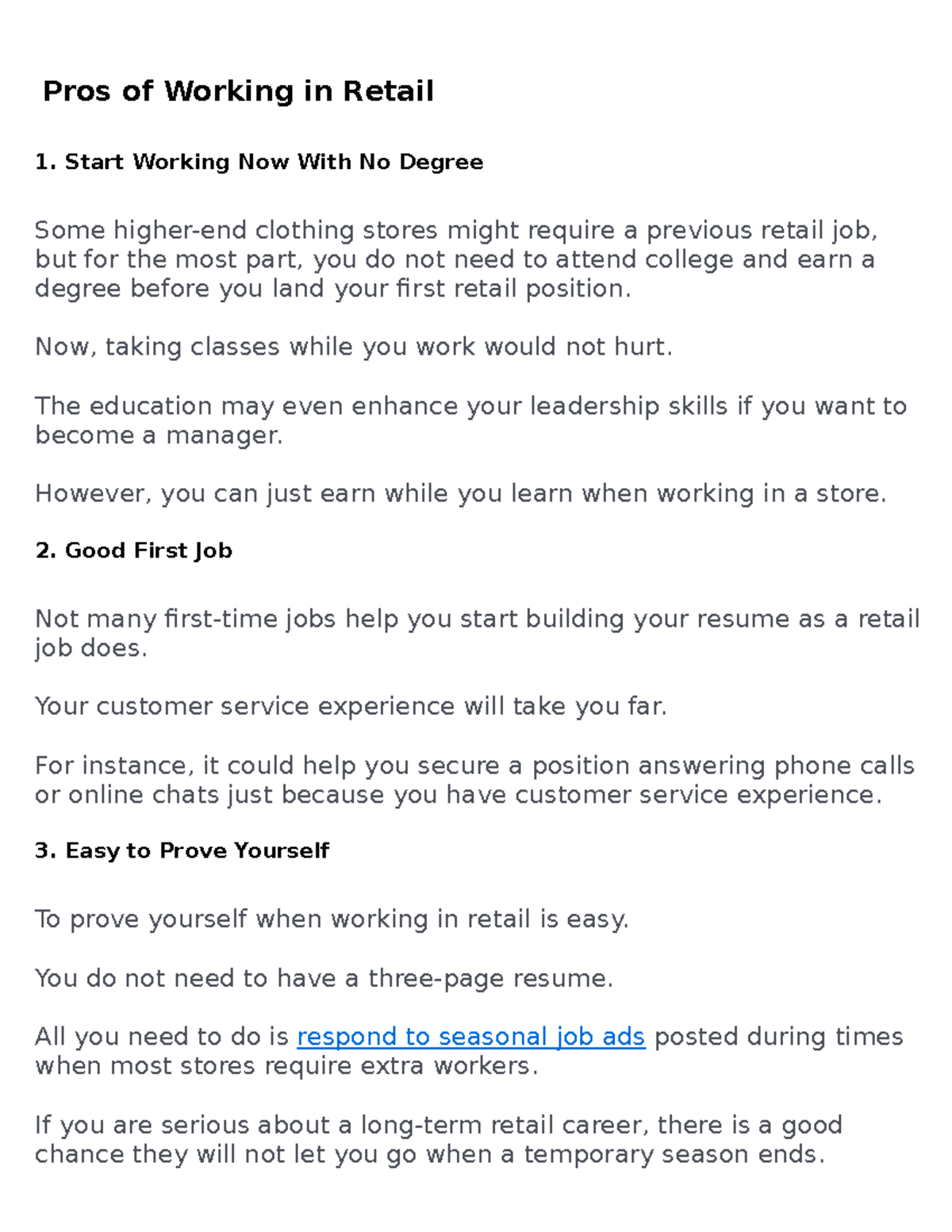 Pros of Working in Retail - Pros of Working in Retail Start Working Now ...