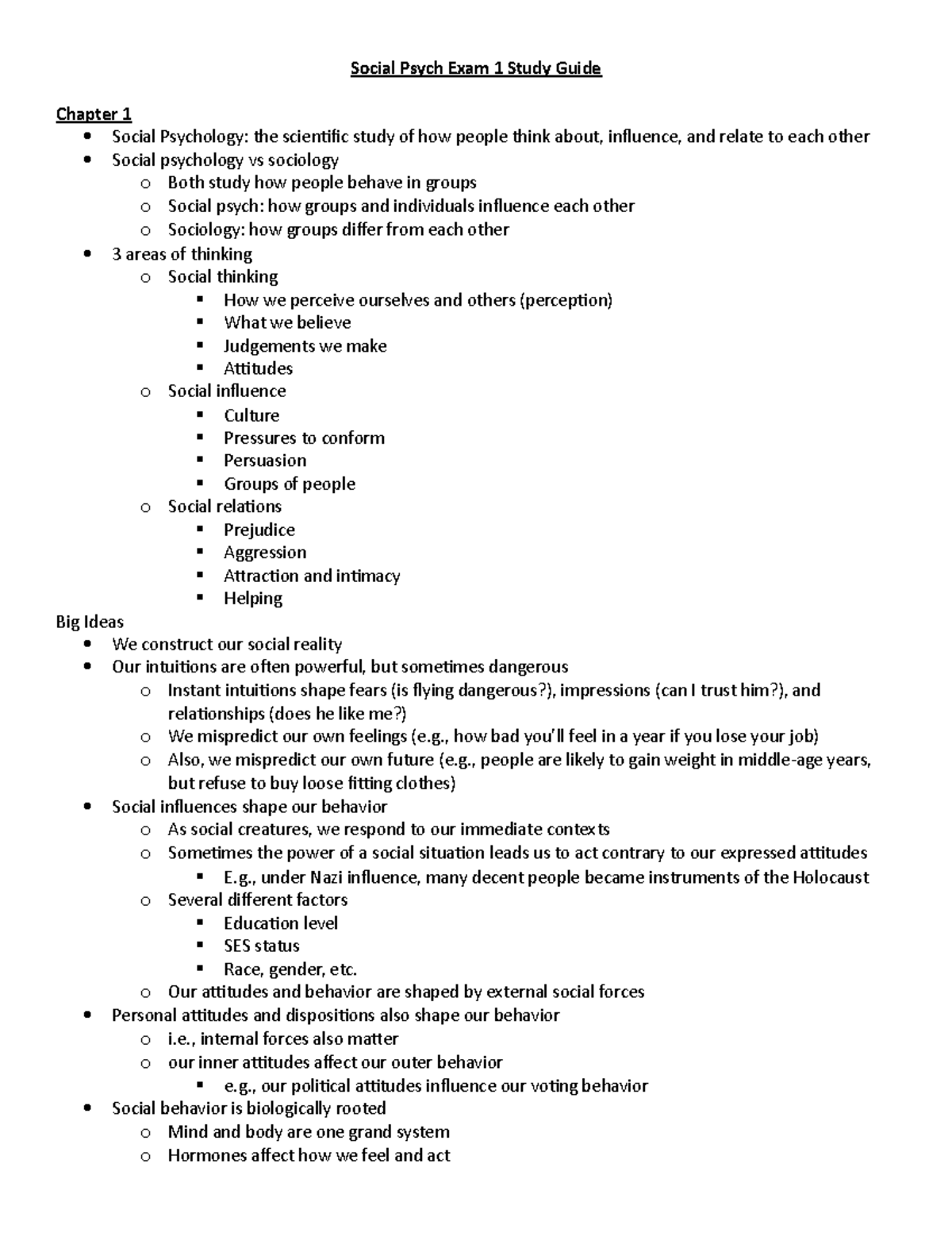 Social Psych Exam 1 Study Guide - Social Psych Exam 1 Study Guide ...
