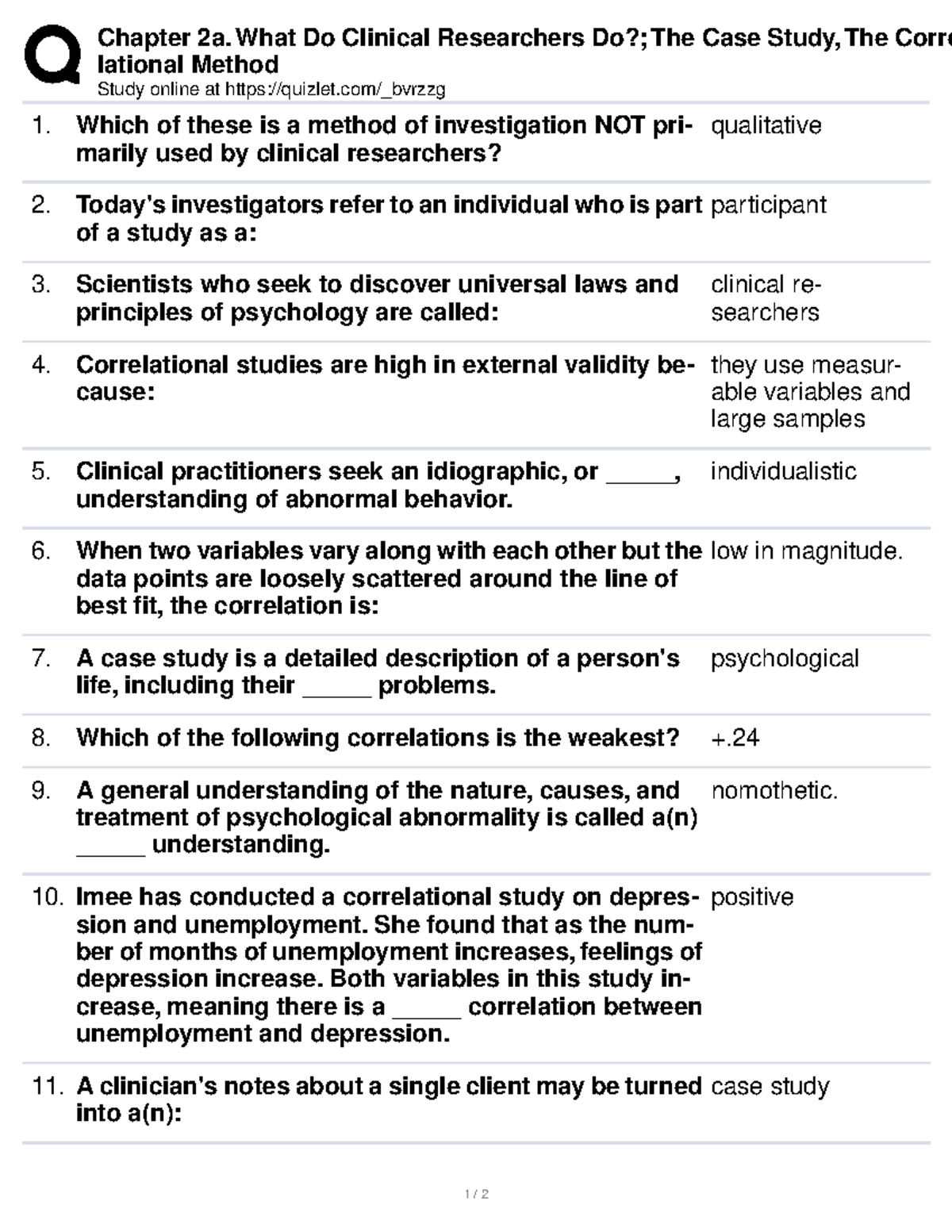 Chapter 2a. What Do Clinical Researchers Do The Case Study, The ...