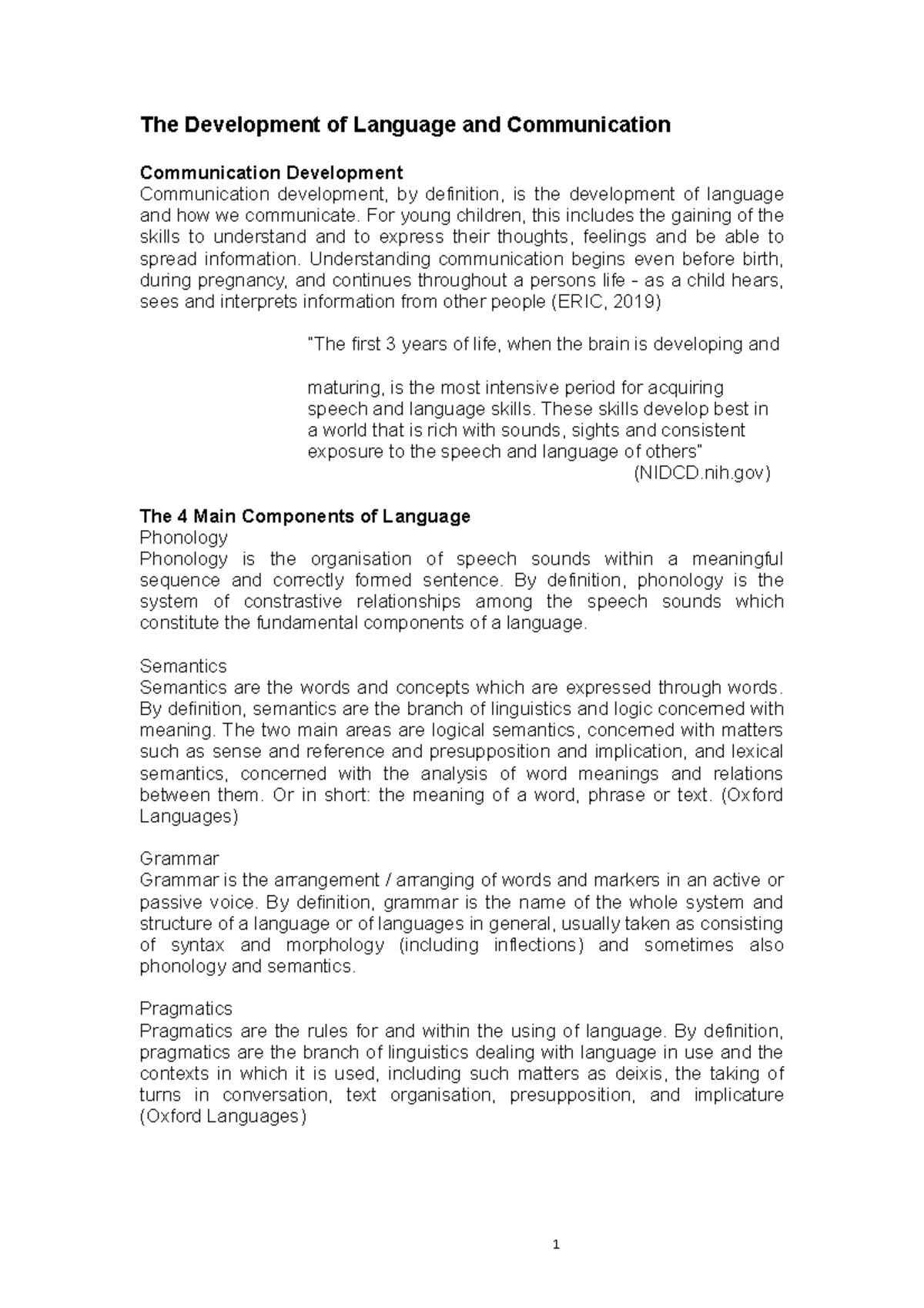 The Development of Language and Communication - The Development of ...