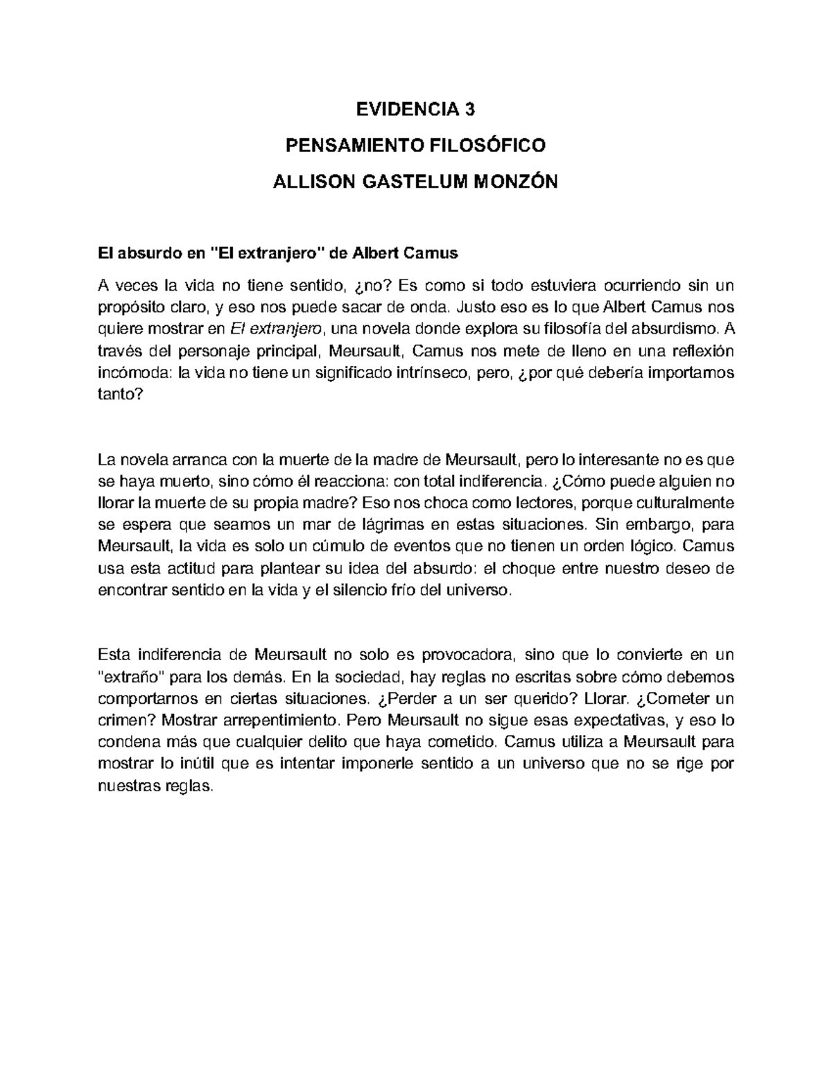 Evidencia 3 pensamiento - EVIDENCIA 3 PENSAMIENTO FILOSÓFICO ALLISON ...
