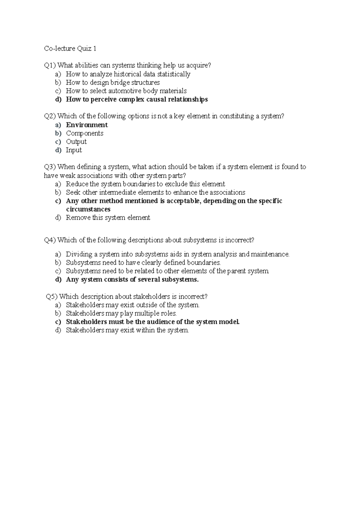 Co-lecture quiz - Q1) What abilities can systems thinking help us ...