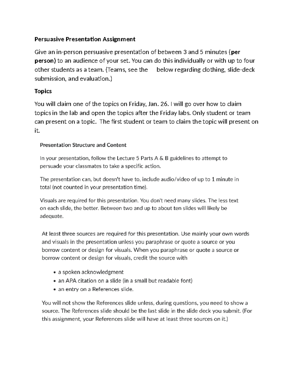 Persuasive presentation handout - Persuasive Presentation Assignment ...