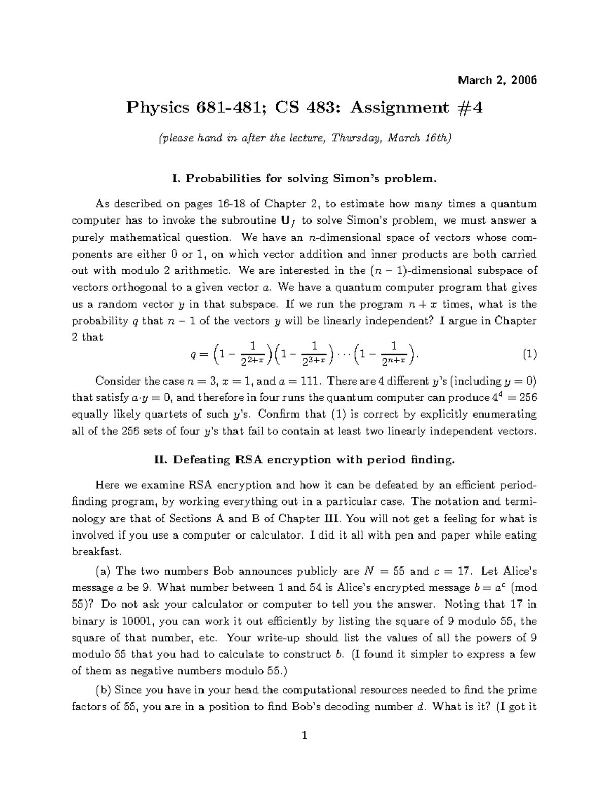 Prob4 - This is the problem sets for David Mermin's book, Quantum Computer Science, - March 2 ...