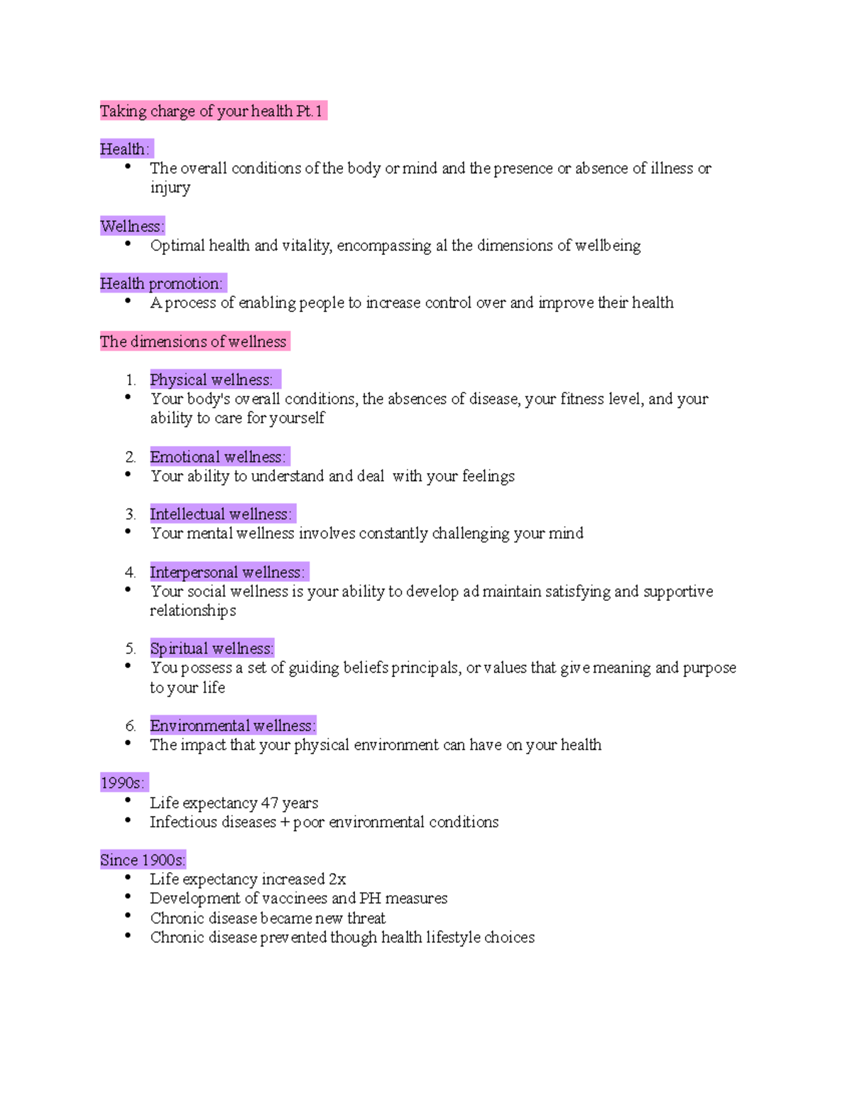 Personal determinants 1001A-Lecture 1+2 summary - Taking charge of your ...