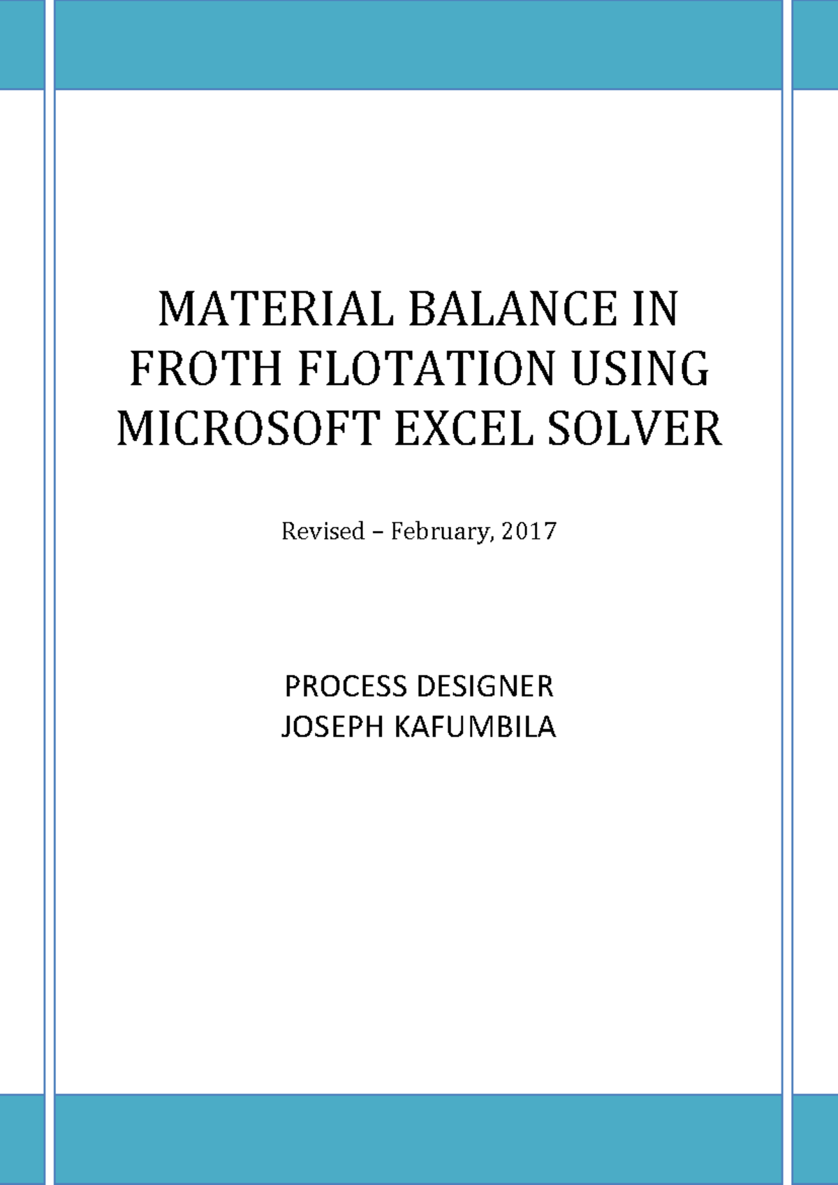 332352647 Material Balance in Froth Flotation using Microsoft Excel ...