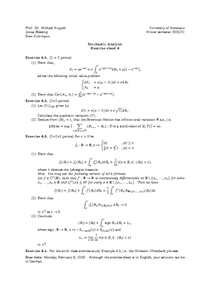 Stochastic Analysis Exercise sheet 3 - Prof. Dr. Michael Kupper ...