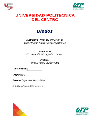 Practica Diodos Zener - Warning: TT: undefined function: 32 ELECTRONICA Número de Práctica: 1 ...