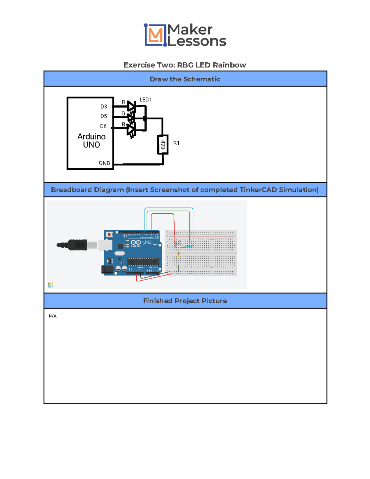 Electricity Lab - Exercise Two: RBG LED Rainbow Draw the Schematic ...