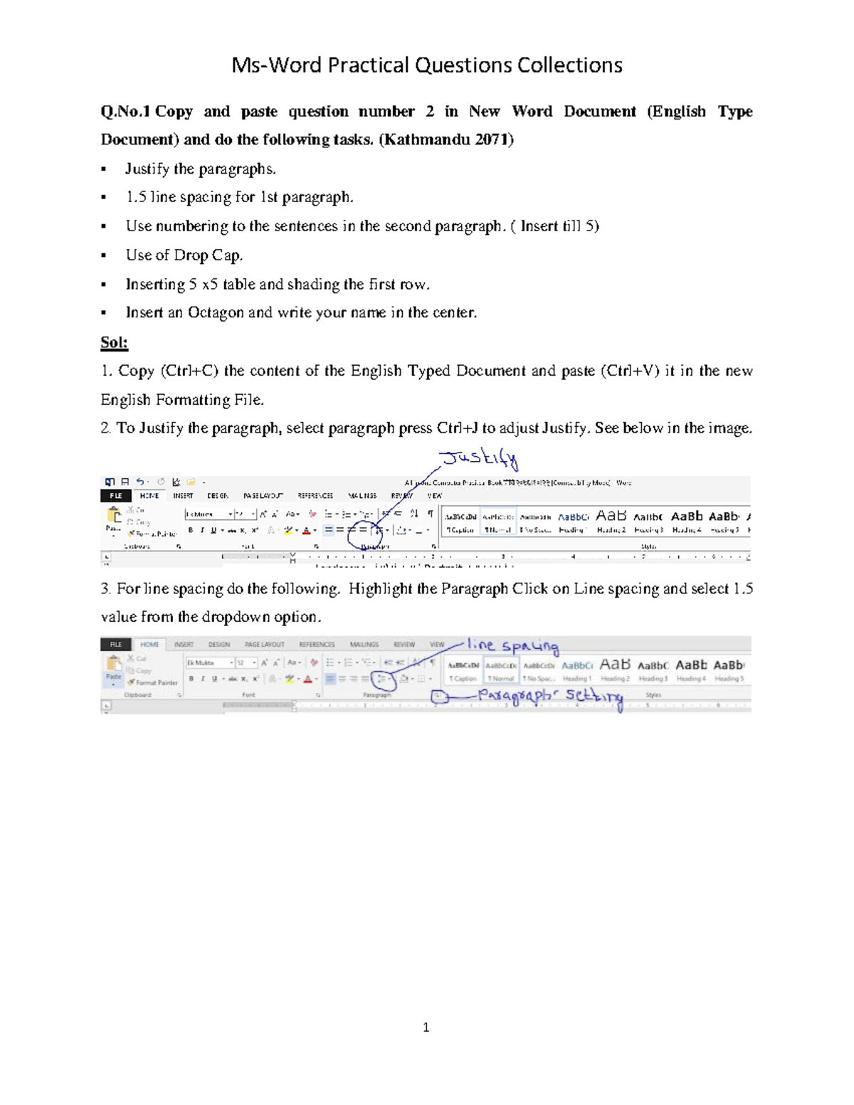 Ms Word Practical Questions Collections Practical Questions