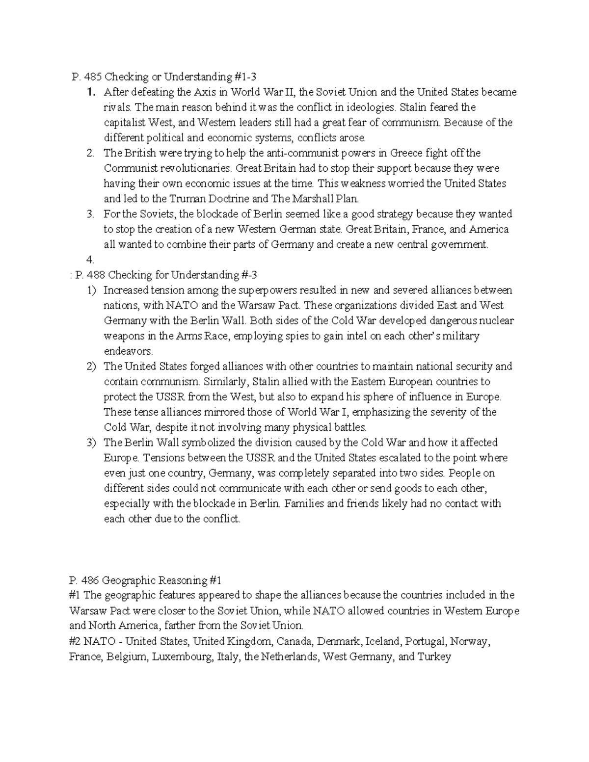 Chapter 13 - questions from the book - P. 485 Checking or Understanding ...