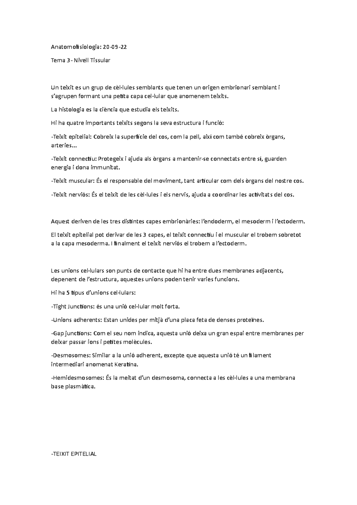 Tema 3- Nivel Tissular - anato - Anatomofisiologia: 20-09- Tema 3 ...
