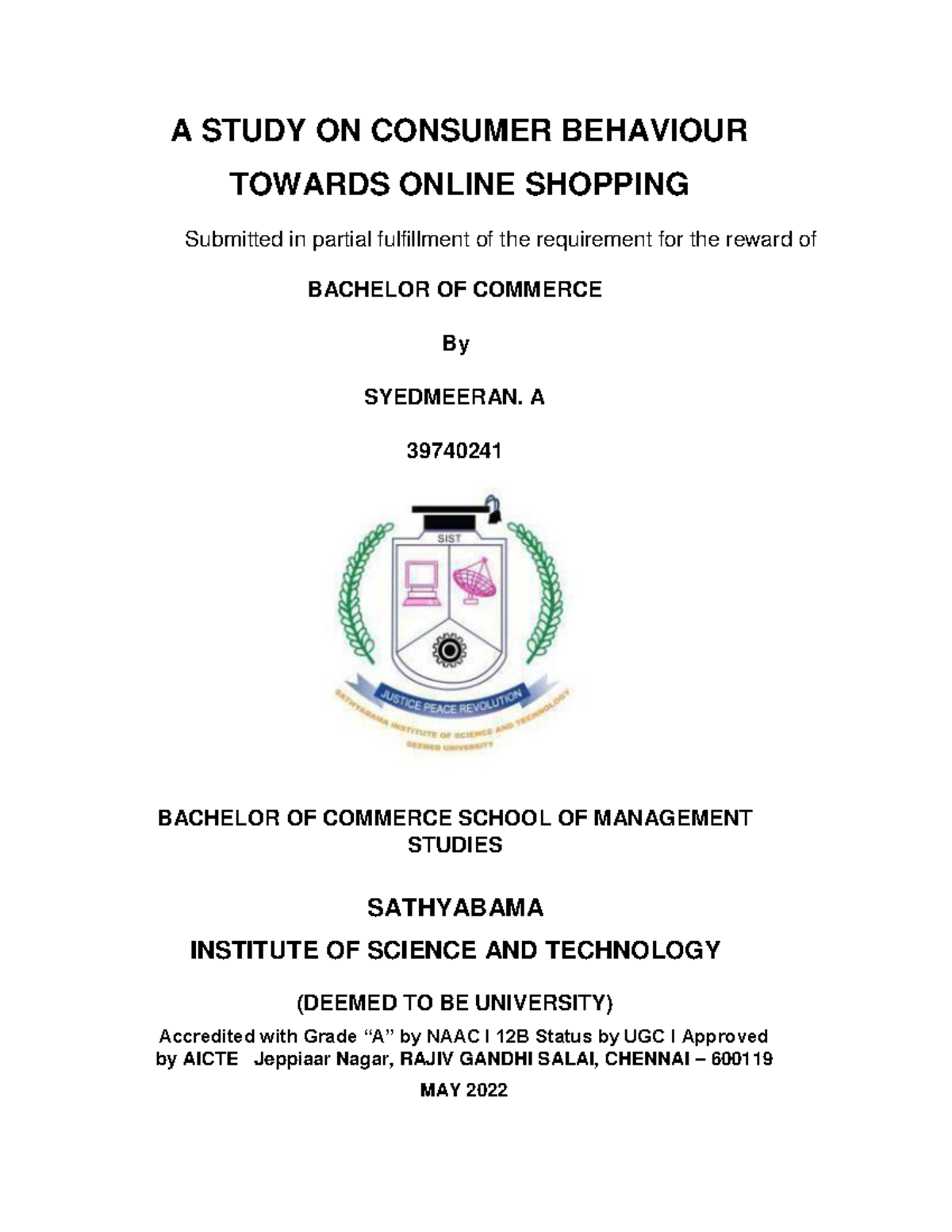 1922-b - Hiii - A STUDY ON CONSUMER BEHAVIOUR TOWARDS ONLINE SHOPPING ...