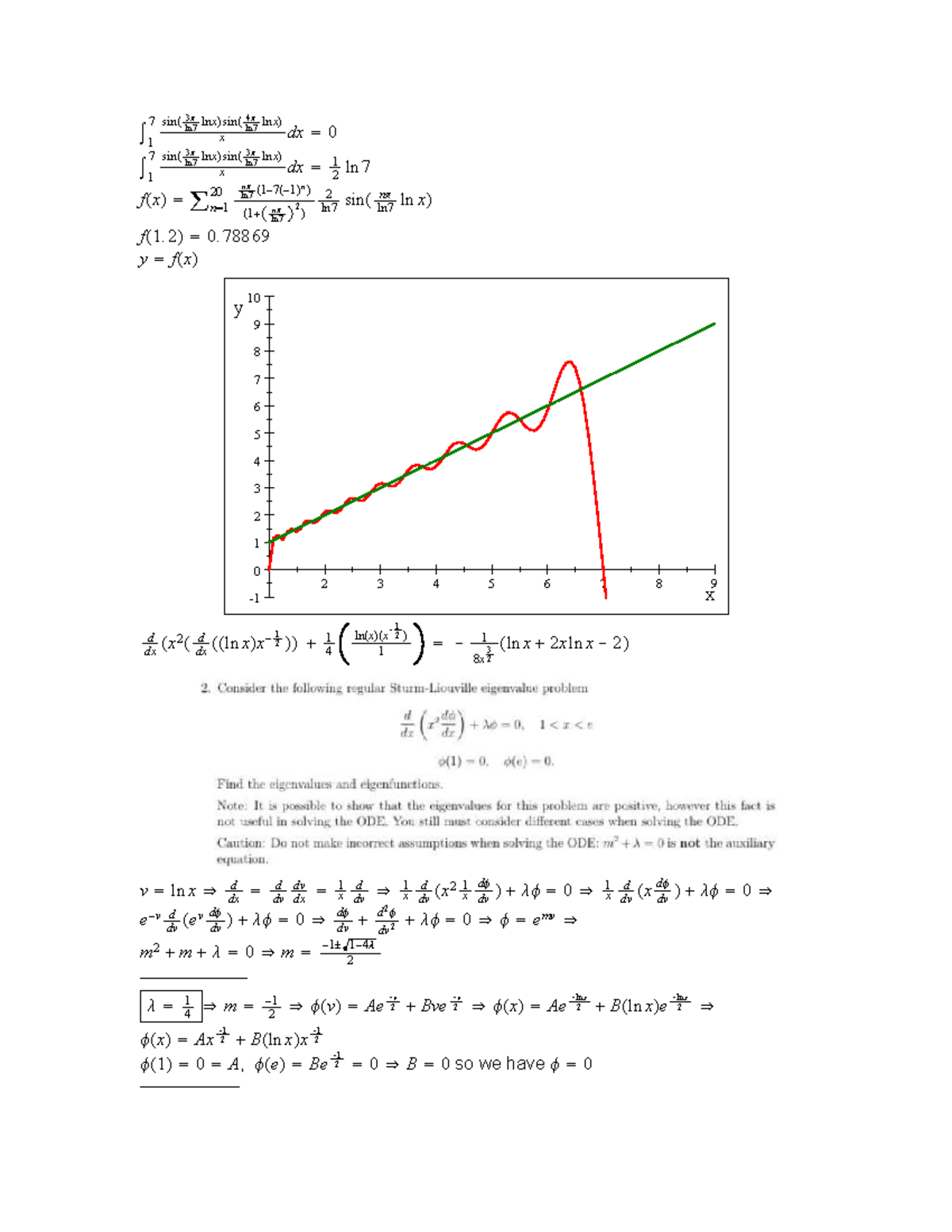 Assign 4 - most of solutions - 17 sin 3 ln7 lnx sin 4 ln7 lnx x dx 0 1 ...