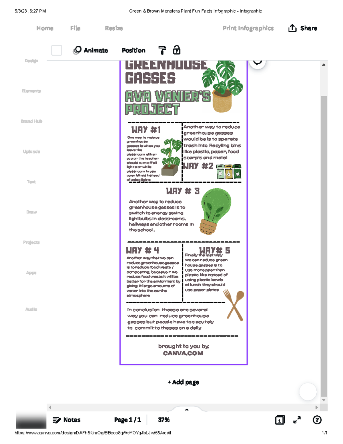Green & Brown Monstera Plant Fun Facts Infographic - Infographic - 5/3 ...