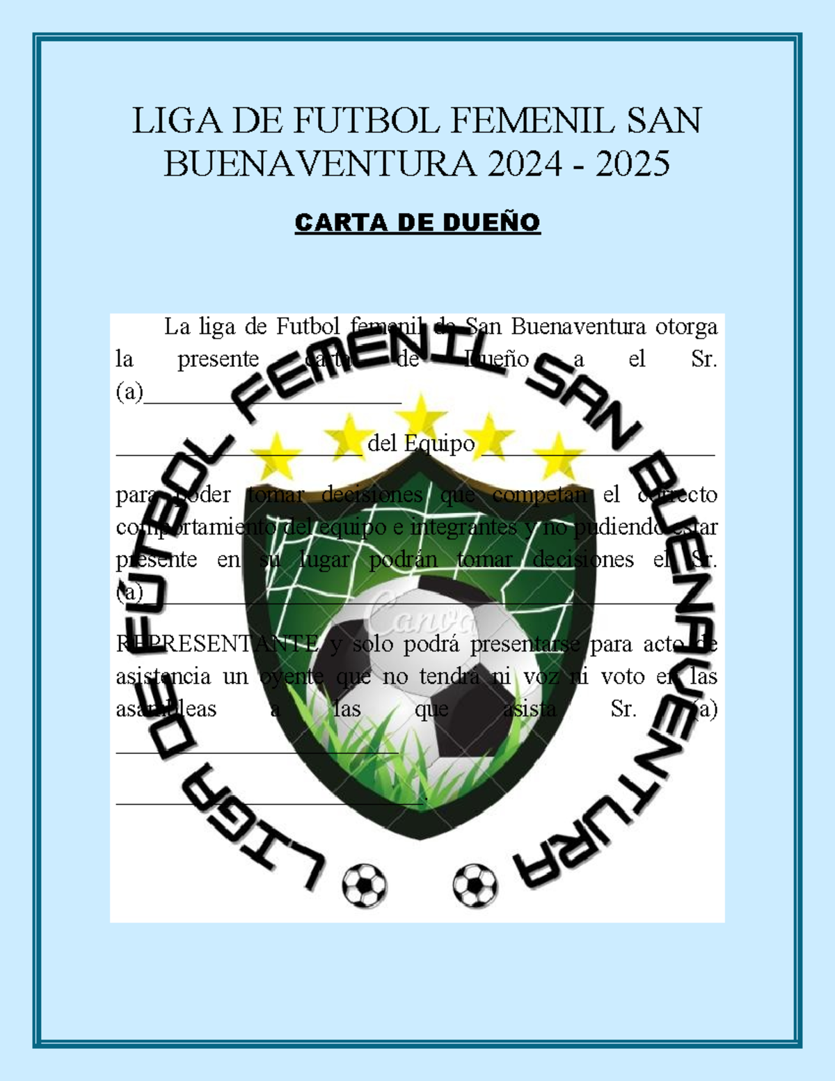 Carta Dueño 24 - cnci - LIGA DE FUTBOL FEMENIL SAN BUENAVENTURA 2024 ...